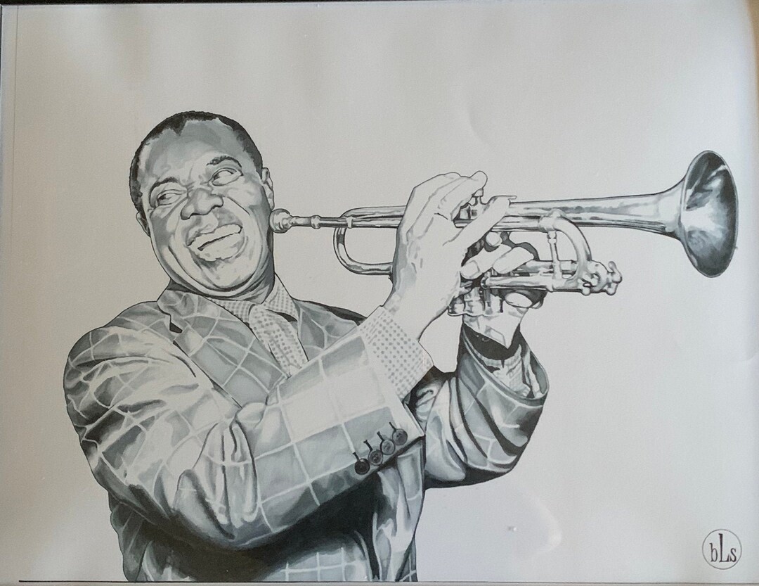Louis Armstrong Portrait Art Design Marker on Bristol Wall Art Home ...