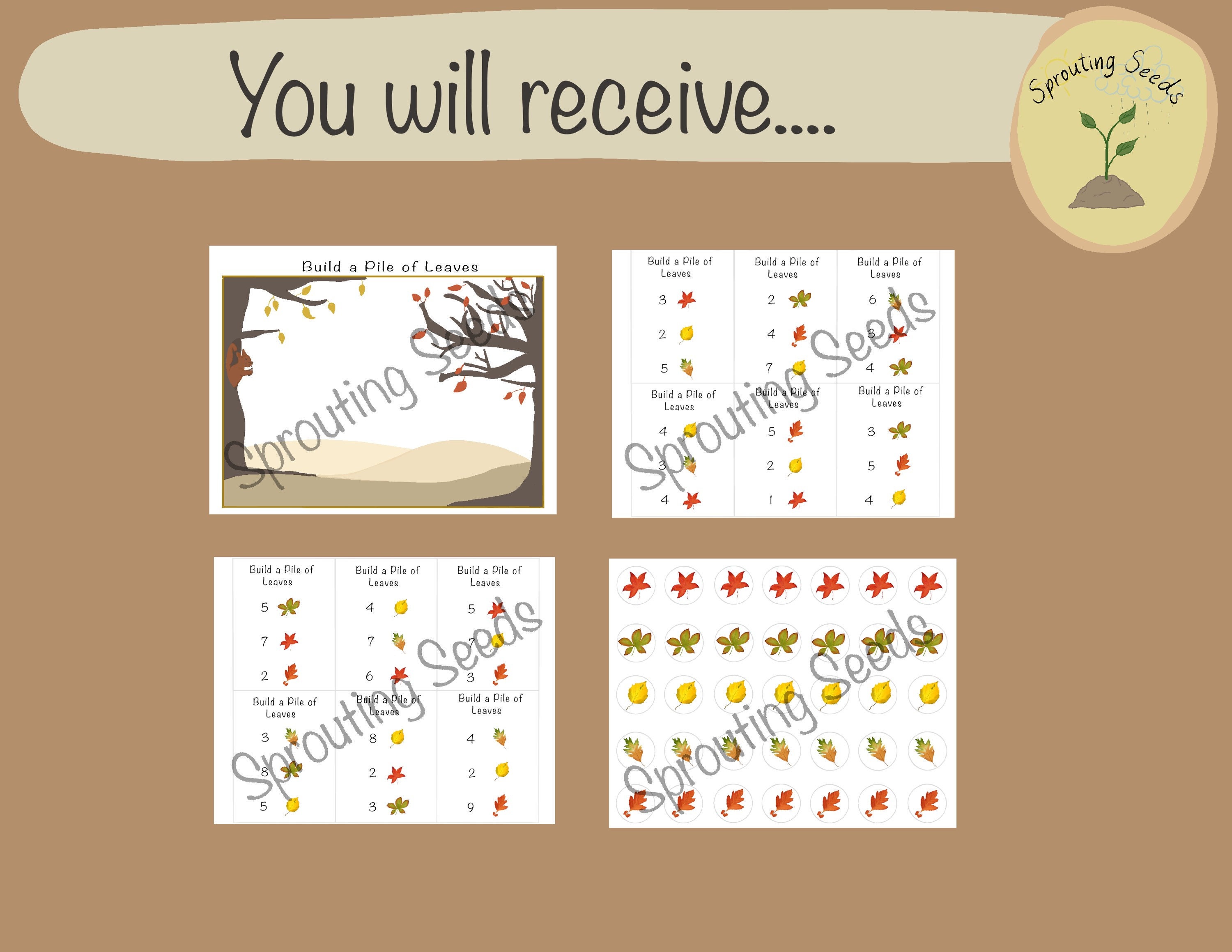 Build a Pile of Leaves {addition Activity} - Etsy