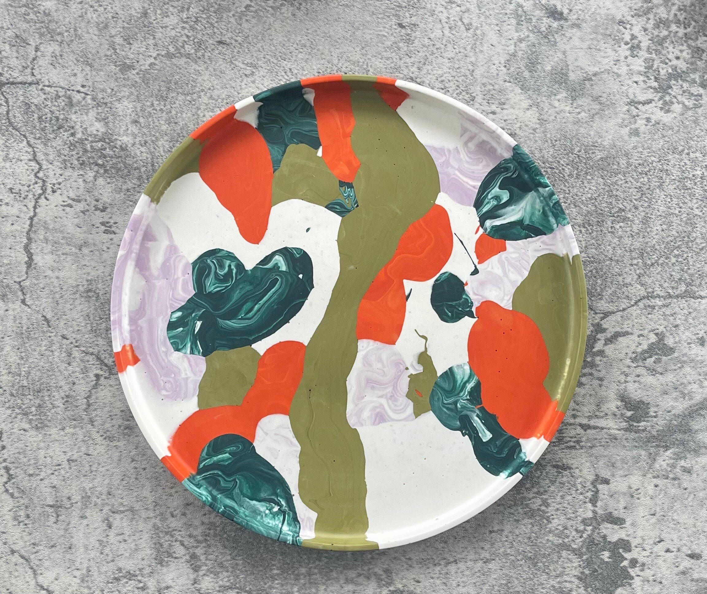 Large Circle Tray | Jesmonite Tray | Entryway Tray | Centerpiece ...