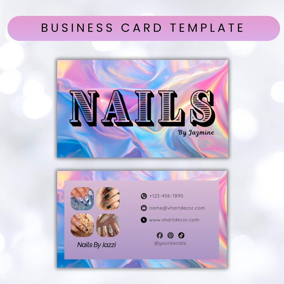 Nail Business Card Template | Editable Canva Design (3.5