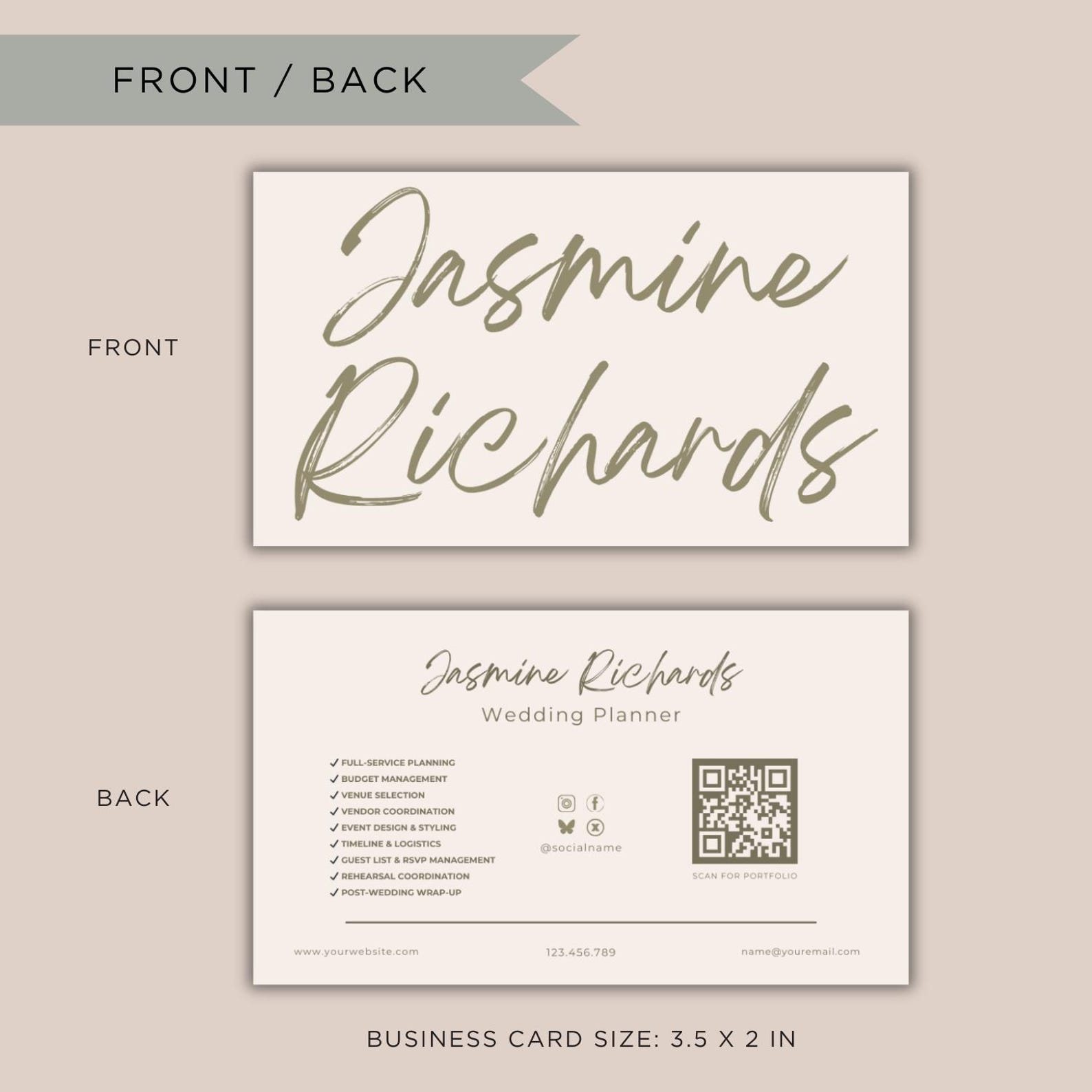 Wedding Planner Business Card Template | Canva Template - Etsy