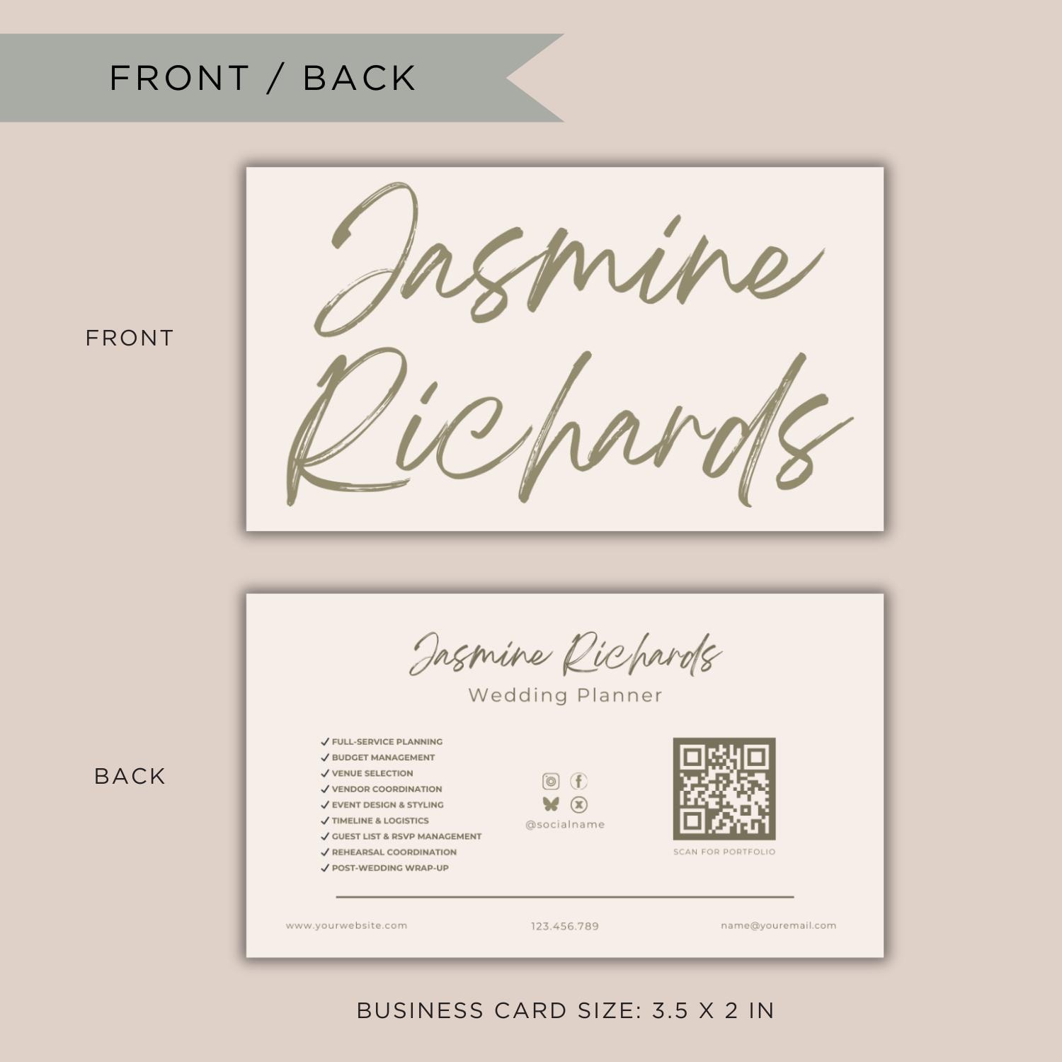 Wedding Planner Business Card Template | Canva Template - Etsy
