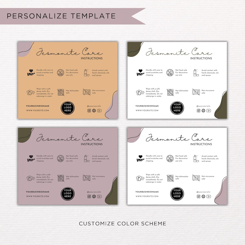 Editable Jesmonite Care Card Template | Canva Design (5.5 X 4.25 ...