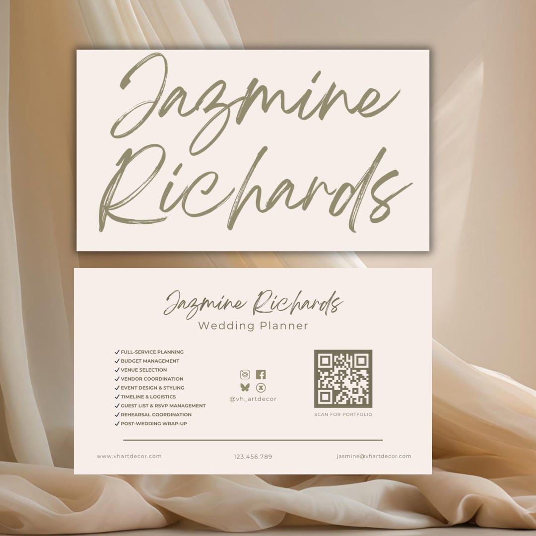 Wedding Planner Business Card Template | Canva Template - Etsy