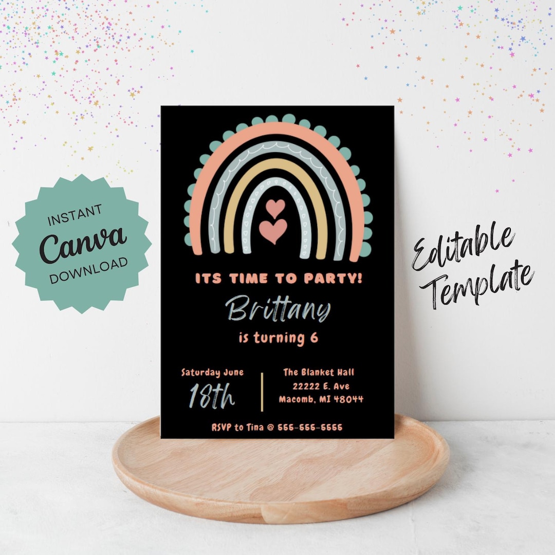 Boho Birthday Invitation Template | Customizable Canva Design ...