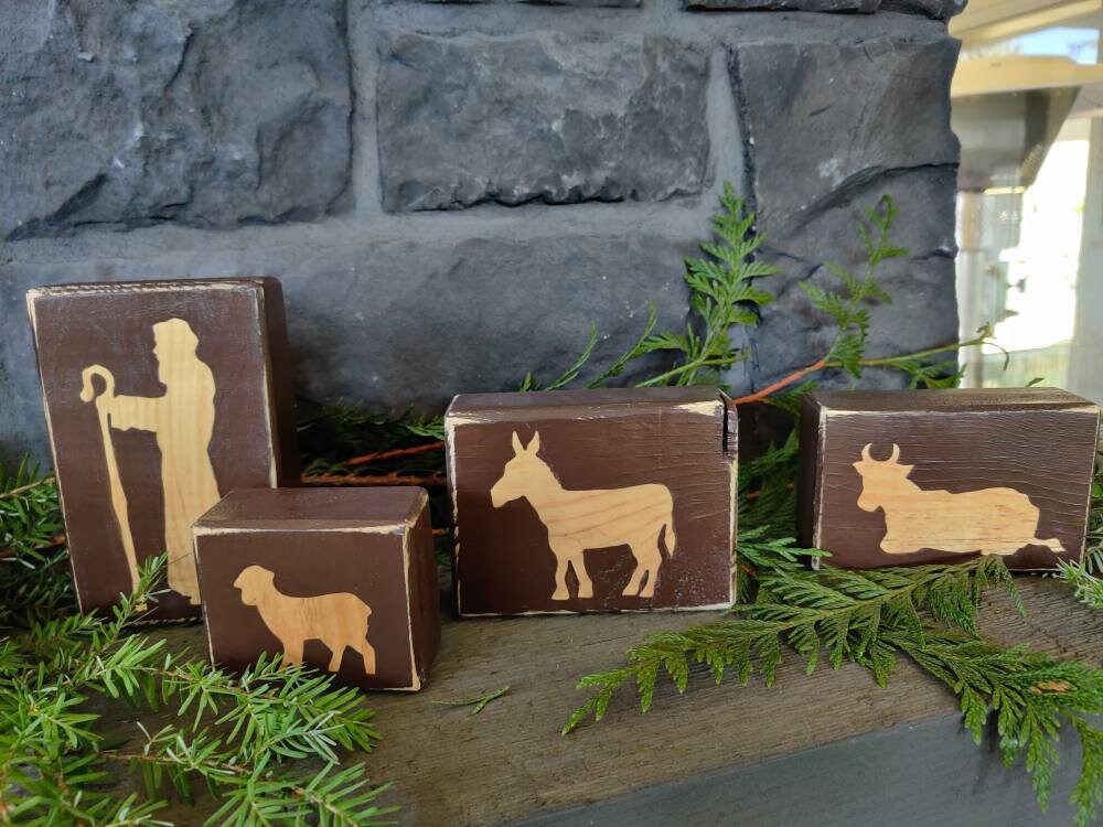 Rustic Wood Nativity Set in Chocolate Brown - Etsy