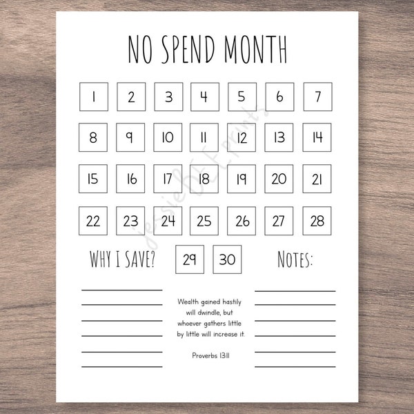 No Spend Printables - Etsy