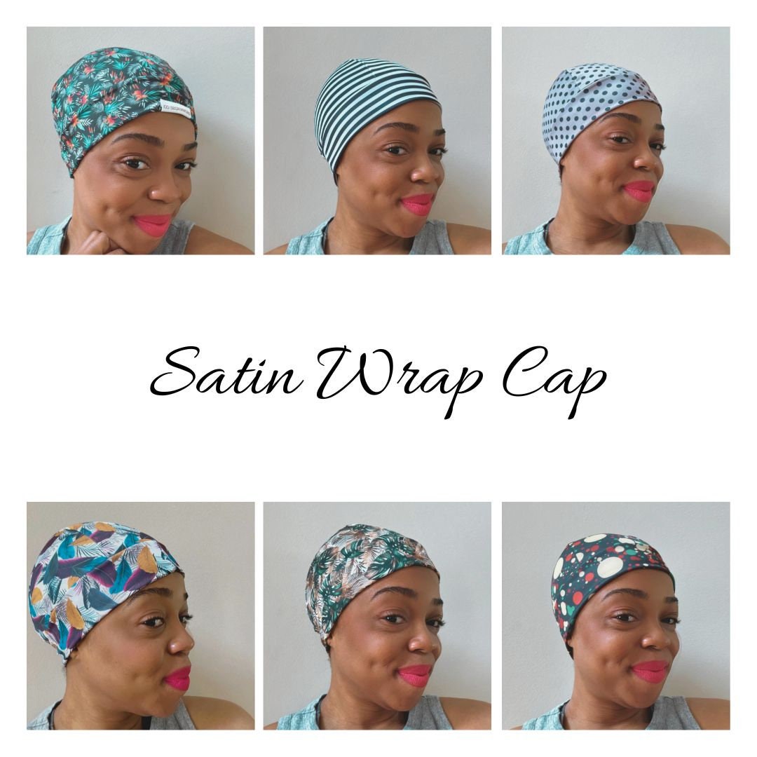 SATIN WRAP CAP Hair Cap Satin Natural Hair Straightened Hair Sleep Cap ...