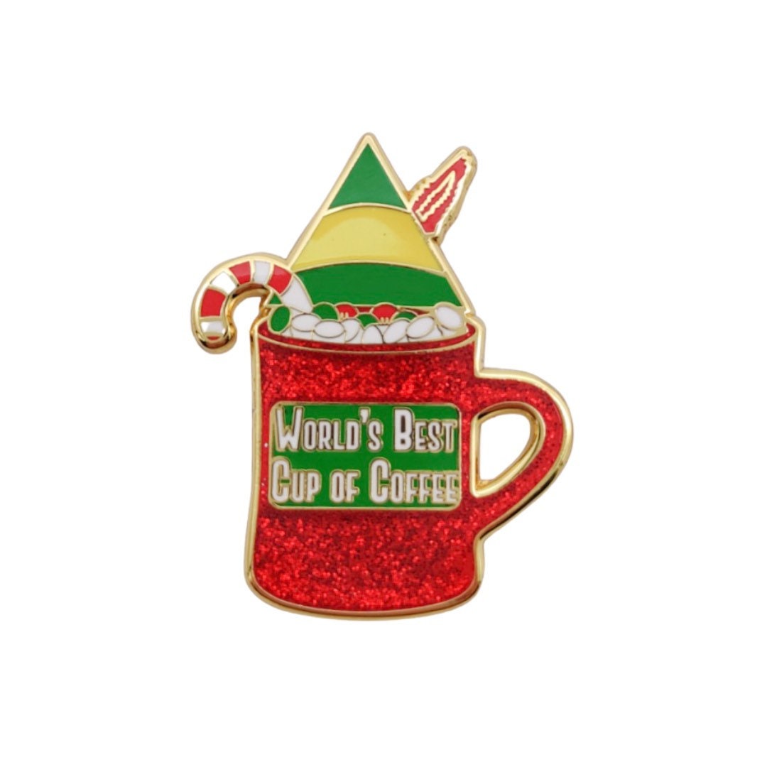 Elf Enamel Pin Worlds Best of Cup of Coffee Mug Christmas Gifts Buddy ...
