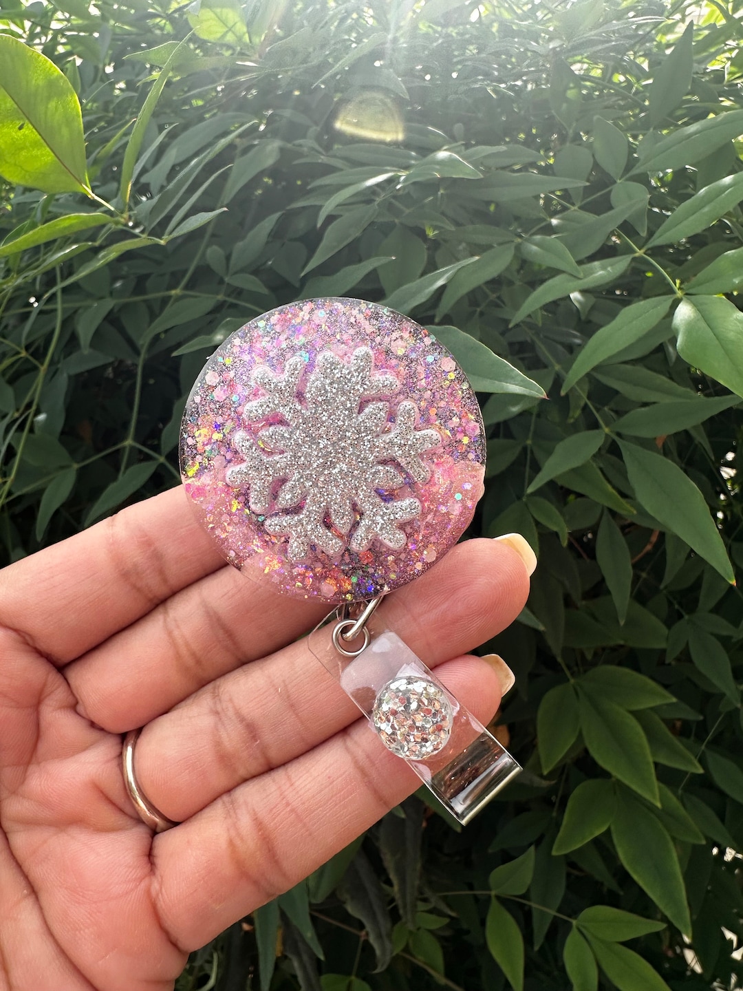 Snowflakes Badge Reel Christmas Badge Reel Holiday Badge - Etsy