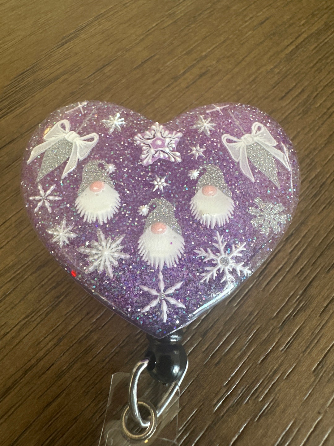 Gnome Christmas Badge Reel, Glitter Badge Reel, Holiday Badge, Bling ...