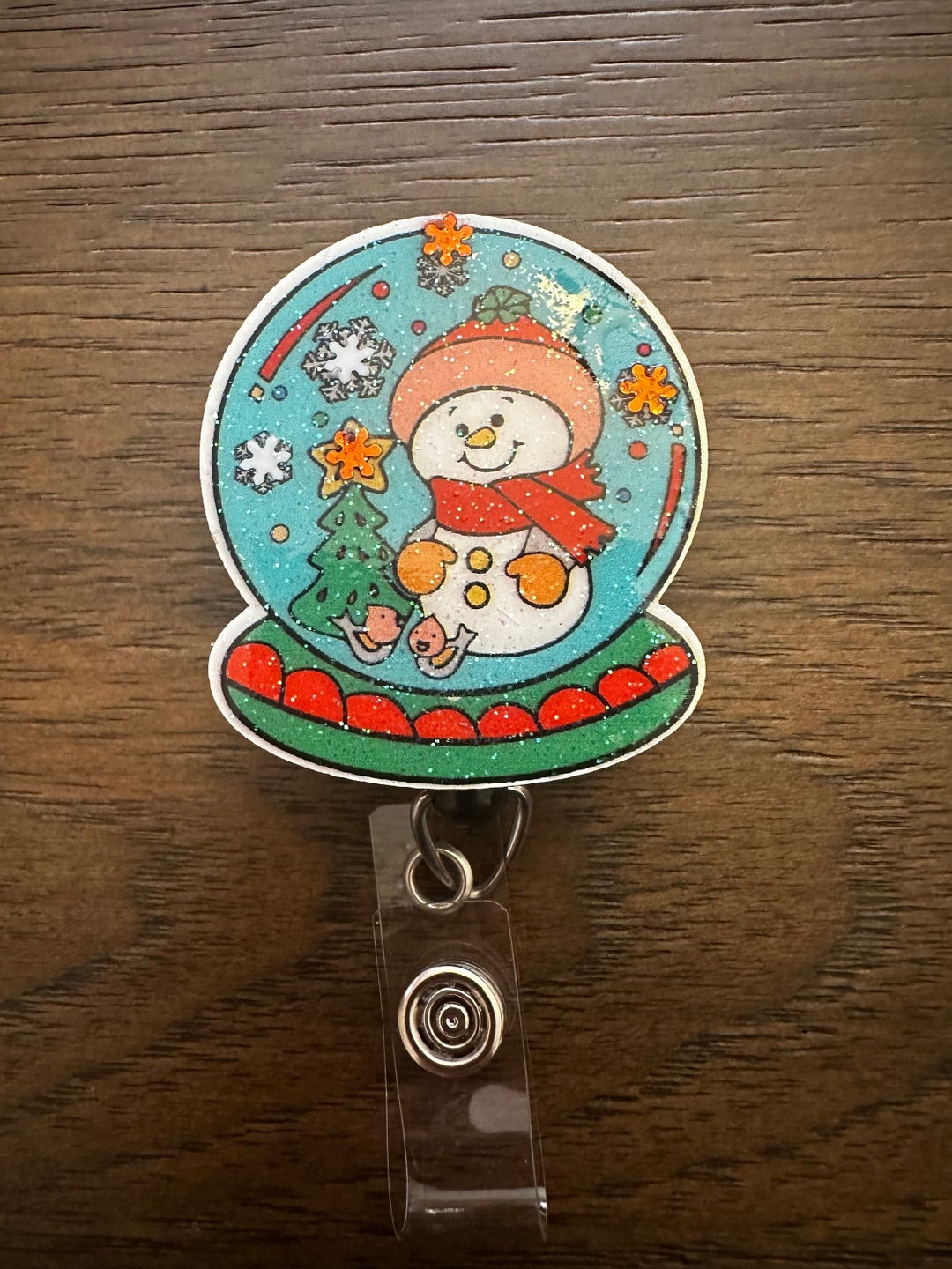 Snowman Badge Reel, Christmas Badge Reel, Candy Cane Badge, Snow Globe ...