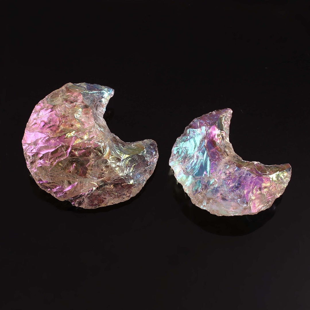 Rainbow Moon Crystal Healing Stone Crescent Moon Shape Glass - Etsy