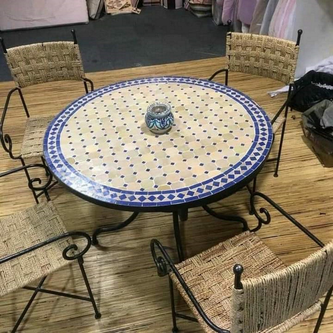 Traditionnal Moroccan Table, Handmade Round Moroccan, Outdoor / Indoor ...