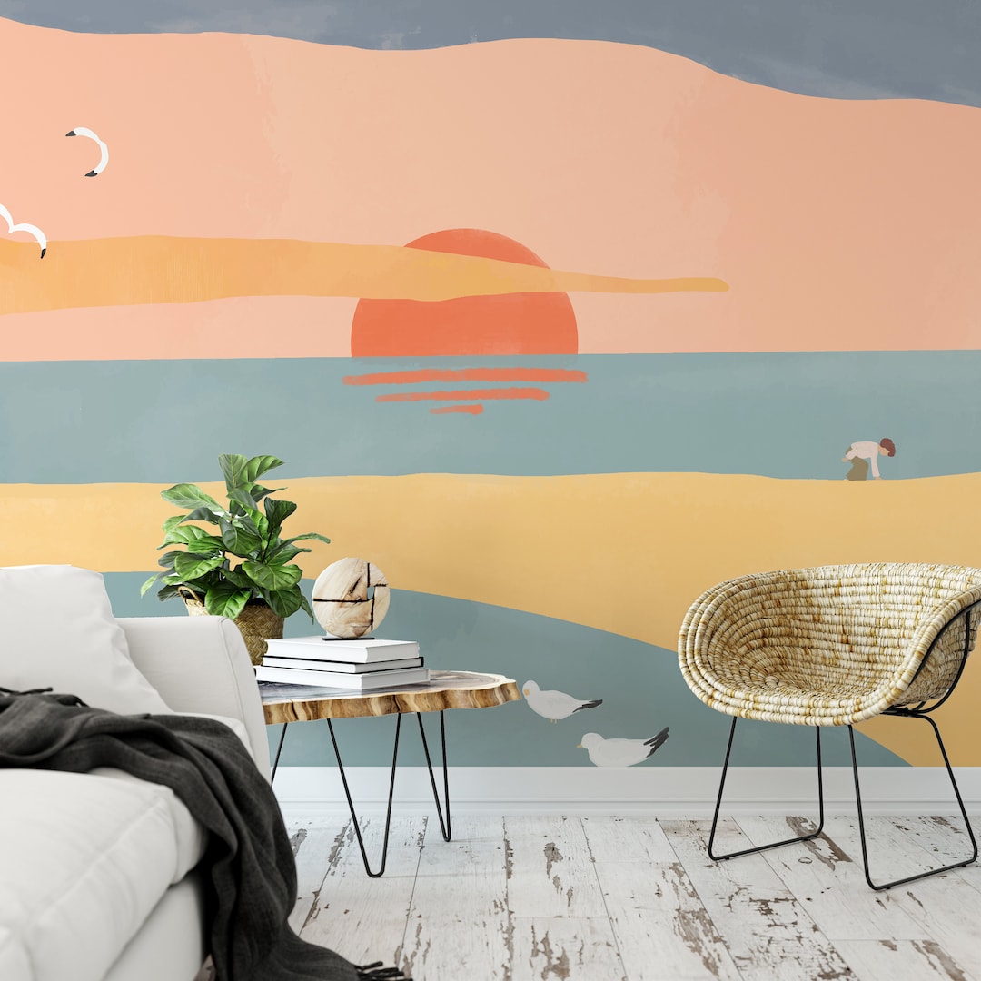 Sandy Sunrise Wall Mural for Walls Beach Scene Home Decor - Etsy