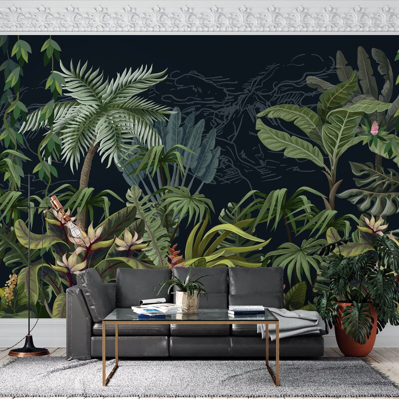 Safari Leaf Wallpaper - Etsy