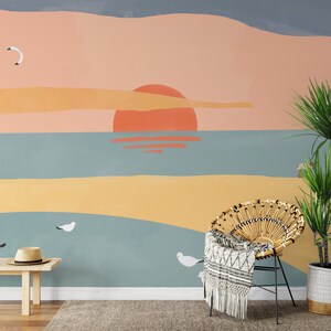 Sandy Sunrise Wall Mural for Walls Beach Scene Home Decor - Etsy