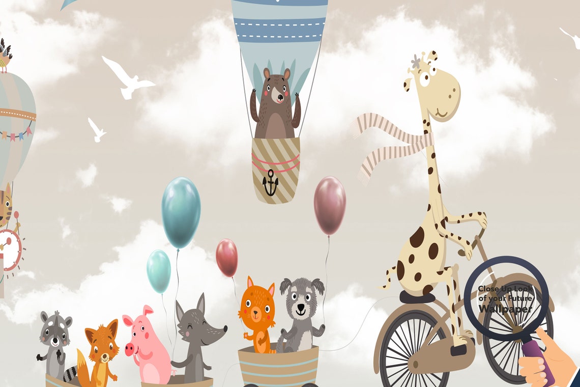 Adventure on Bicycle Kids Room & Nursery Area Wallpaper Peel - Etsy