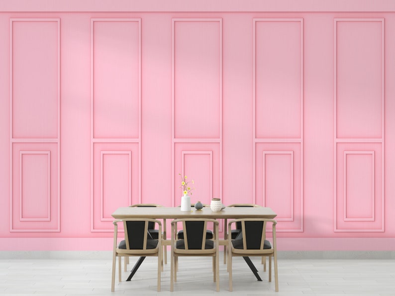 Luxury Sweet Soft Pink Classical Wood Wall Removable - Etsy