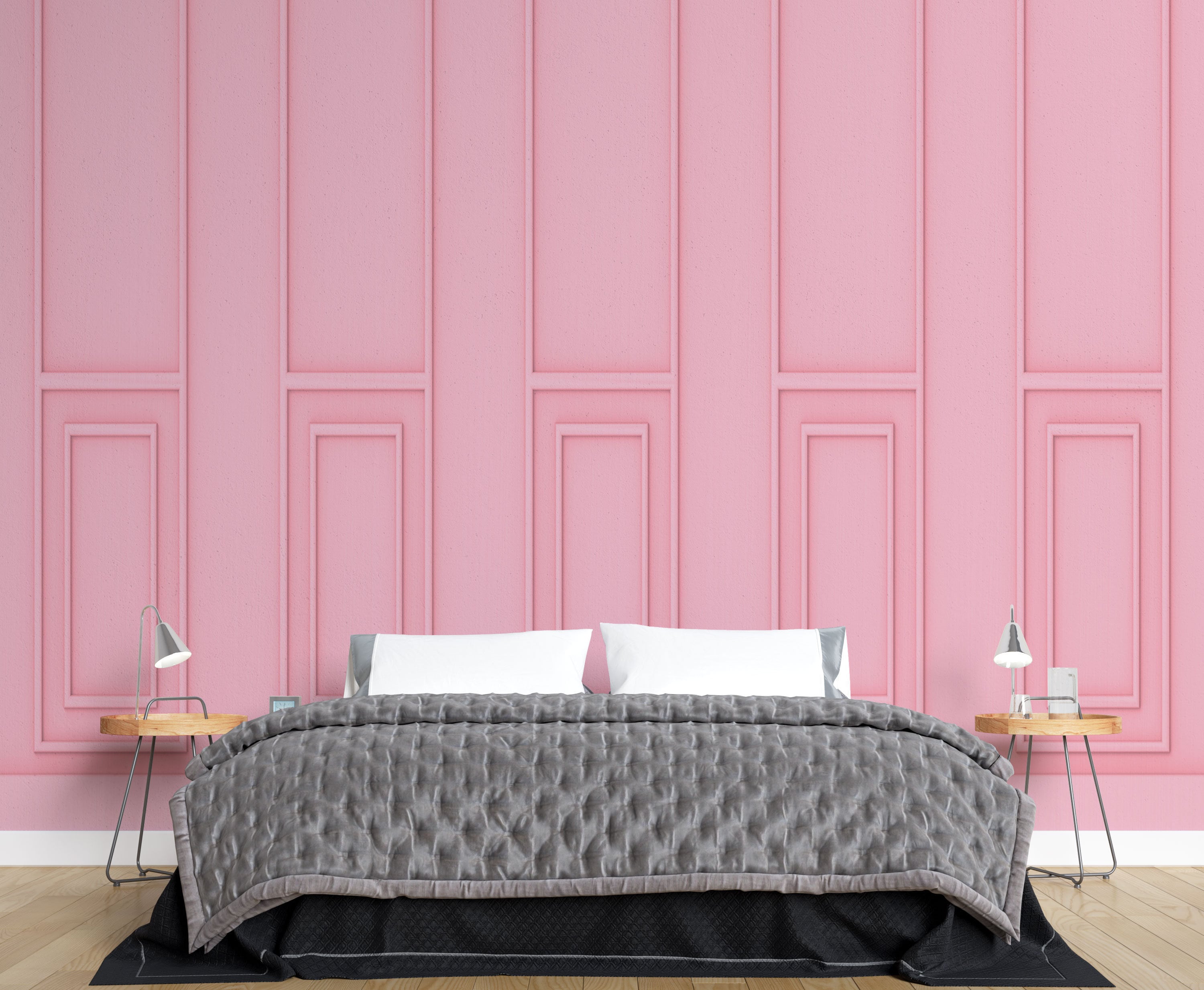 Luxury Sweet Soft Pink Classical Wood Wall Removable - Etsy