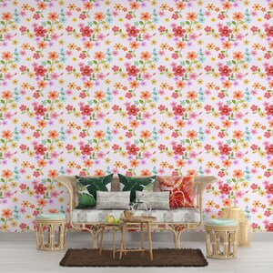 Colorful Flowers, Wallpaper, Self Adhesive Wallpaper, Removable ...