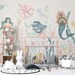 Mermaid Underwater Wallpaper Mural Watercolor Peel and Stick Wall Art ...