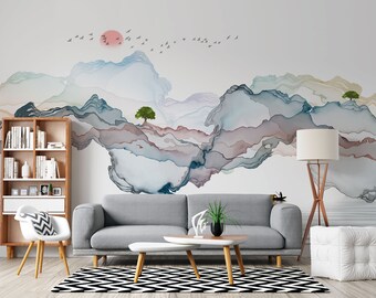 Abstract Wallpaper Fluid Wall Mural Painting Peel and Stick Art Wall ...