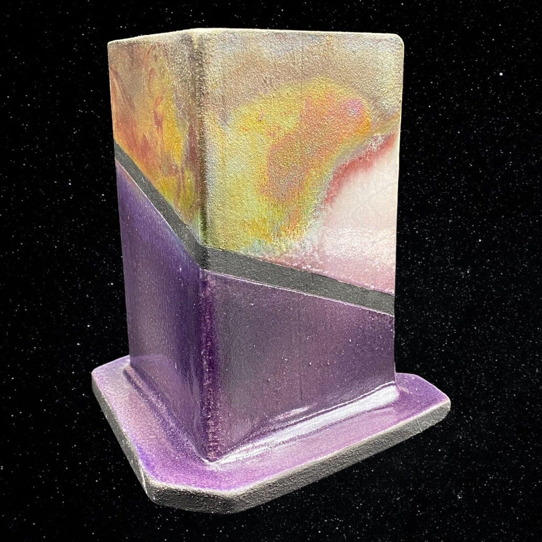 Vintage Unique Art Pottery Triangular Multicolor Vase 6T 5W - Etsy