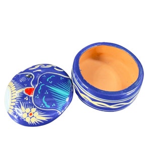 Hand Made Mexico Redware Pottery Moon W Sun Trinket Box Jewelry Storage ...