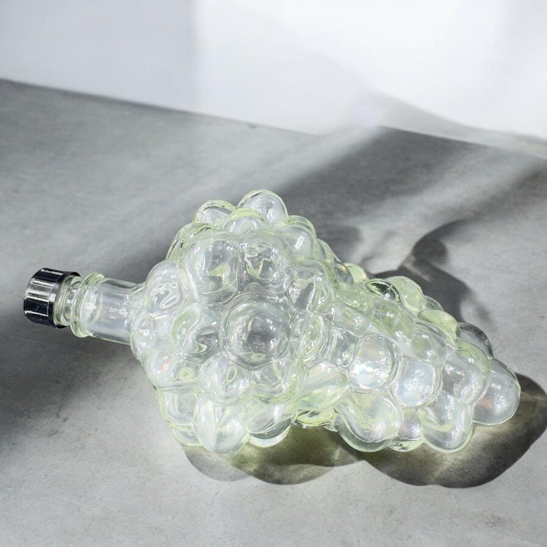 Vintage Clear Glass Grape Cluster Shaped Vanity Wine Bottle Decanter ...