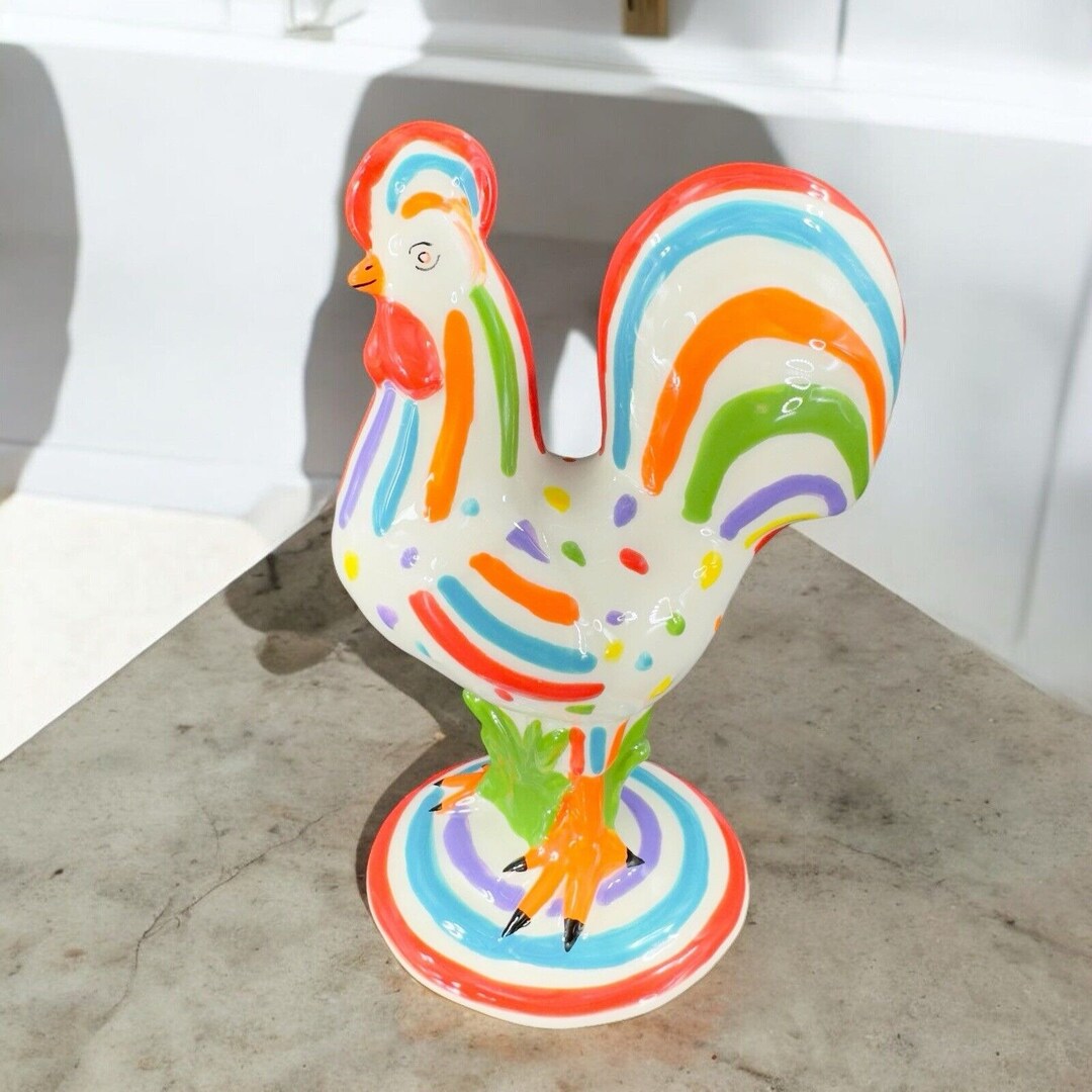 Poultry in Motion Rooster Ceramic Figurine 2010 Speckled Spectrum ...
