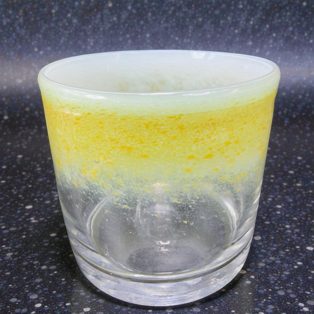 Blown Italian Art Glass Vase Vessel Thick Heavy Ice Bucket Container ...