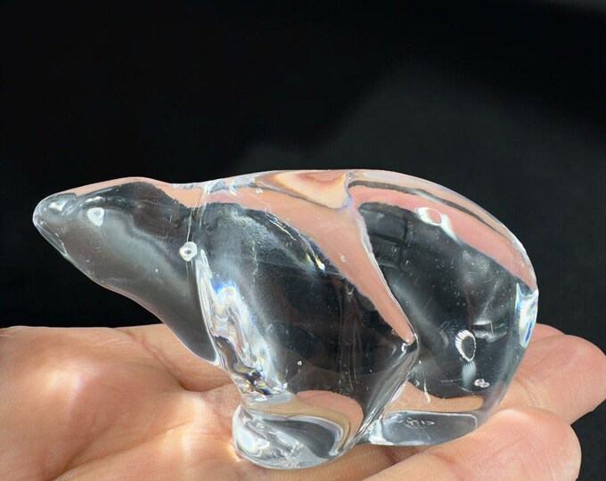 Hadeland Clear Glass Crystal Polar Bear Handmade Paperweight Figurine ...