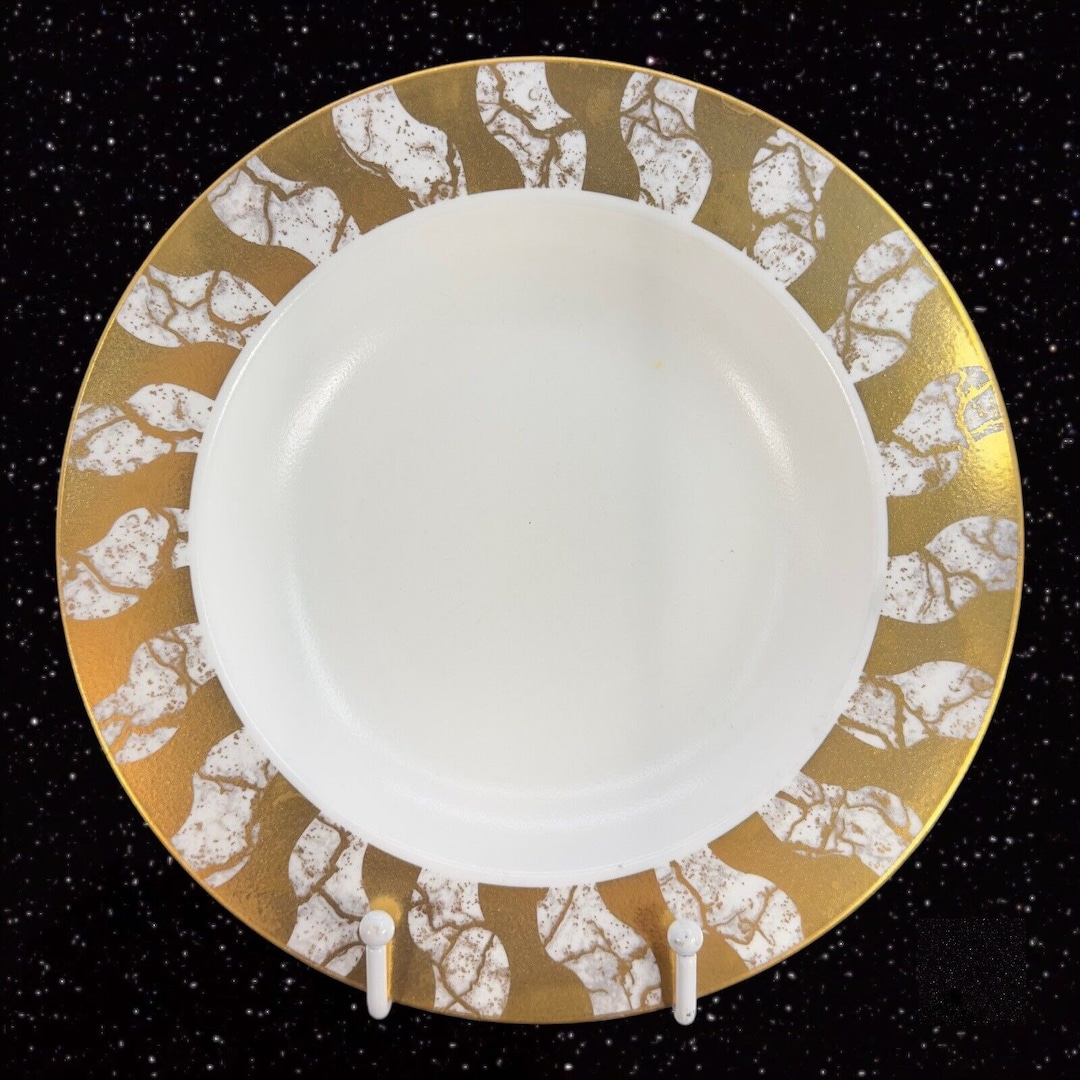 Michael Wainwright Pottery Large Plate Dish Crackled Gold White Ceramic ...