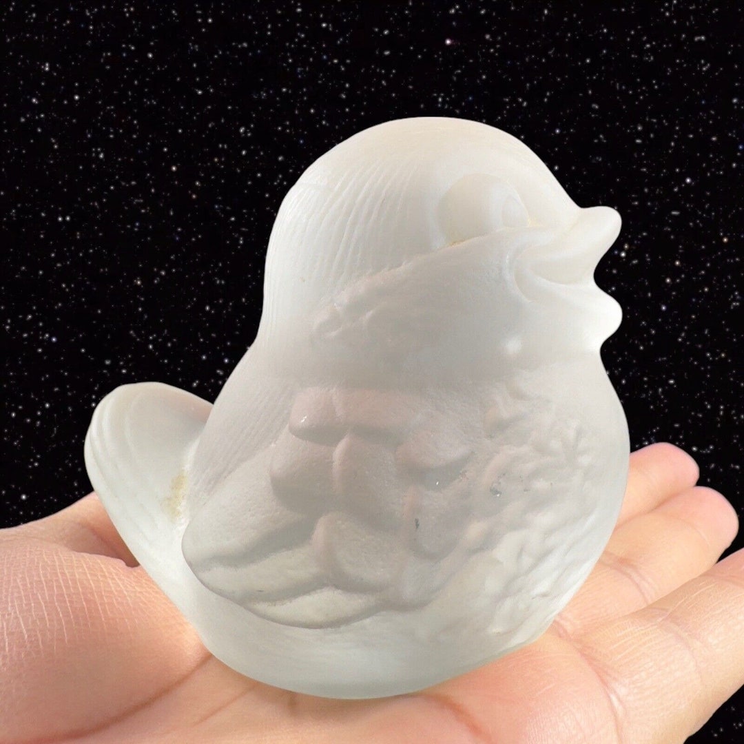 Goebel Clear Satin Frosted Glass Bird Paperweight Western Germany ...