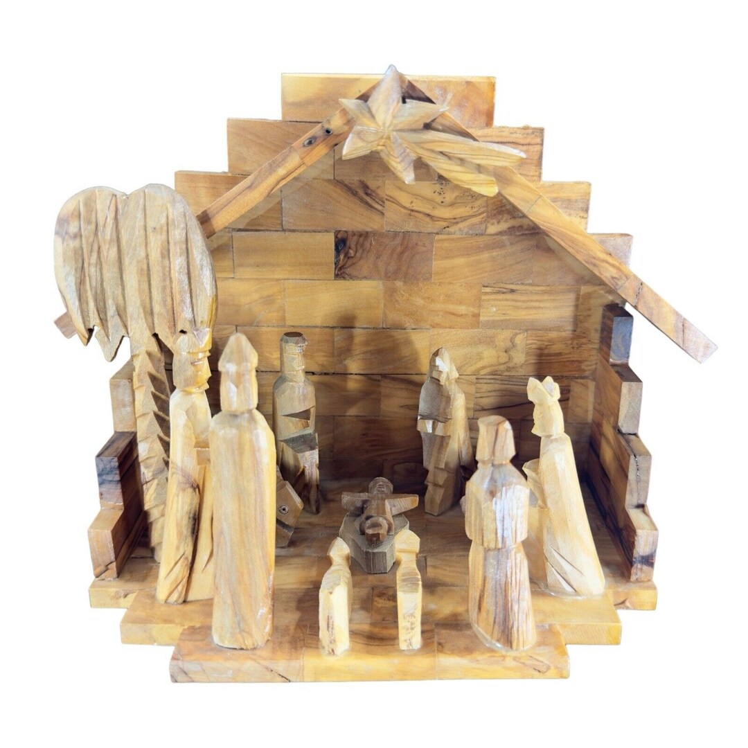 Bethlehem Village Nativity Scene Figural Made of Wood West Bank Vintage ...