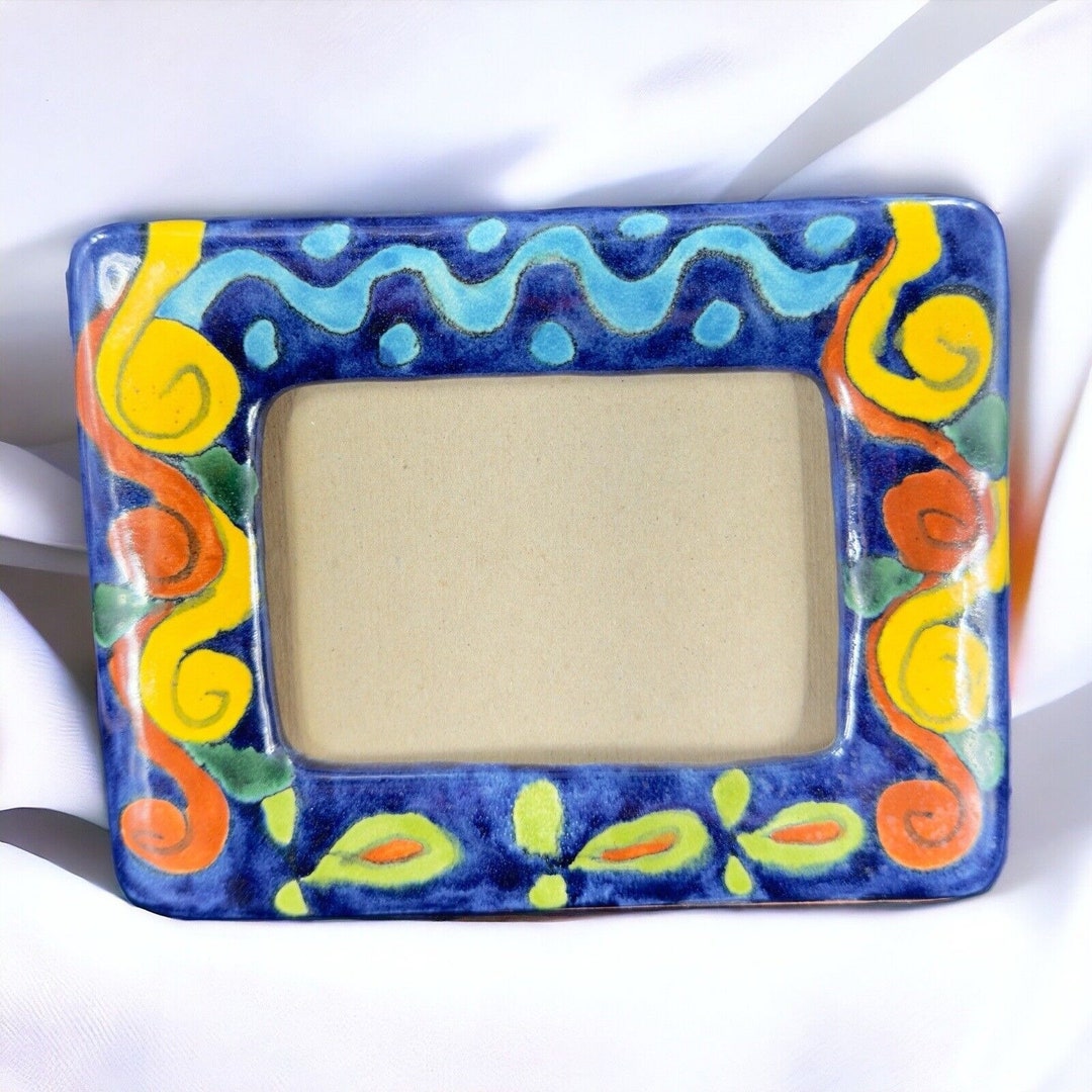 Talavera Mexican Folk Pottery Picture Frame Hand Painted M Mora Signed ...