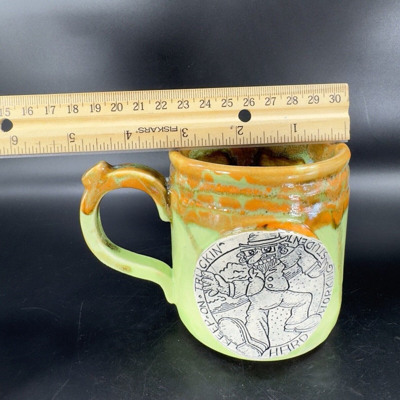 Hand Made Pottery Coffee Mug Cup Keep on Truckin Hard Working Student ...