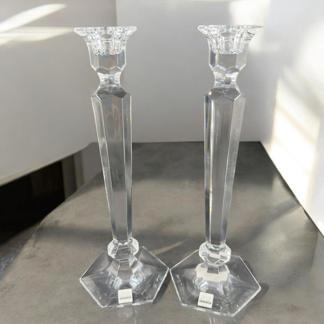 Miller Rogaska Summit Clear Crystal Glass Candlesticks Holder Votive ...