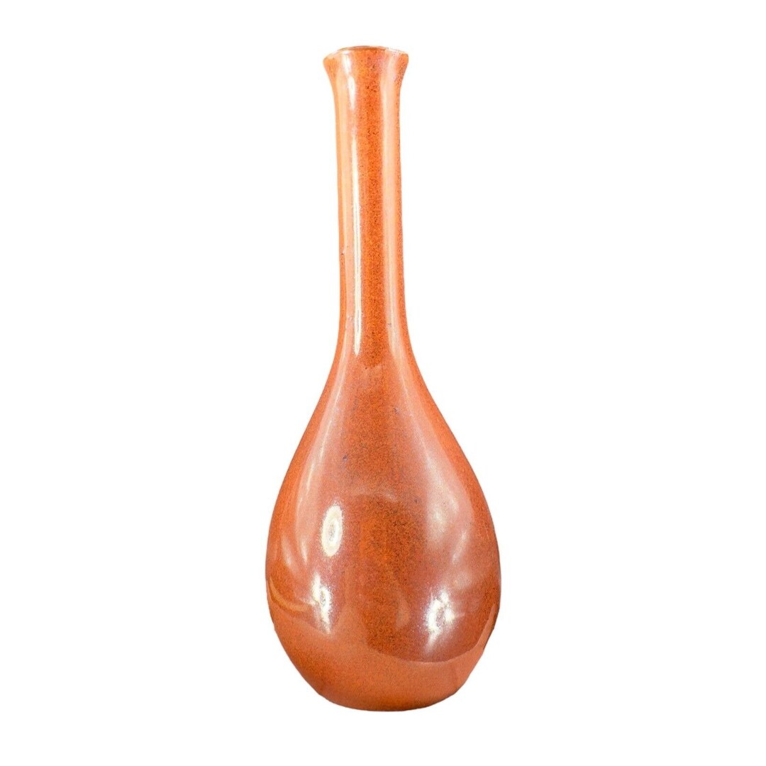 Vintage Japanese Ceramic Bud Vase Vessel Rusty Orange Glaze Ceramic ...