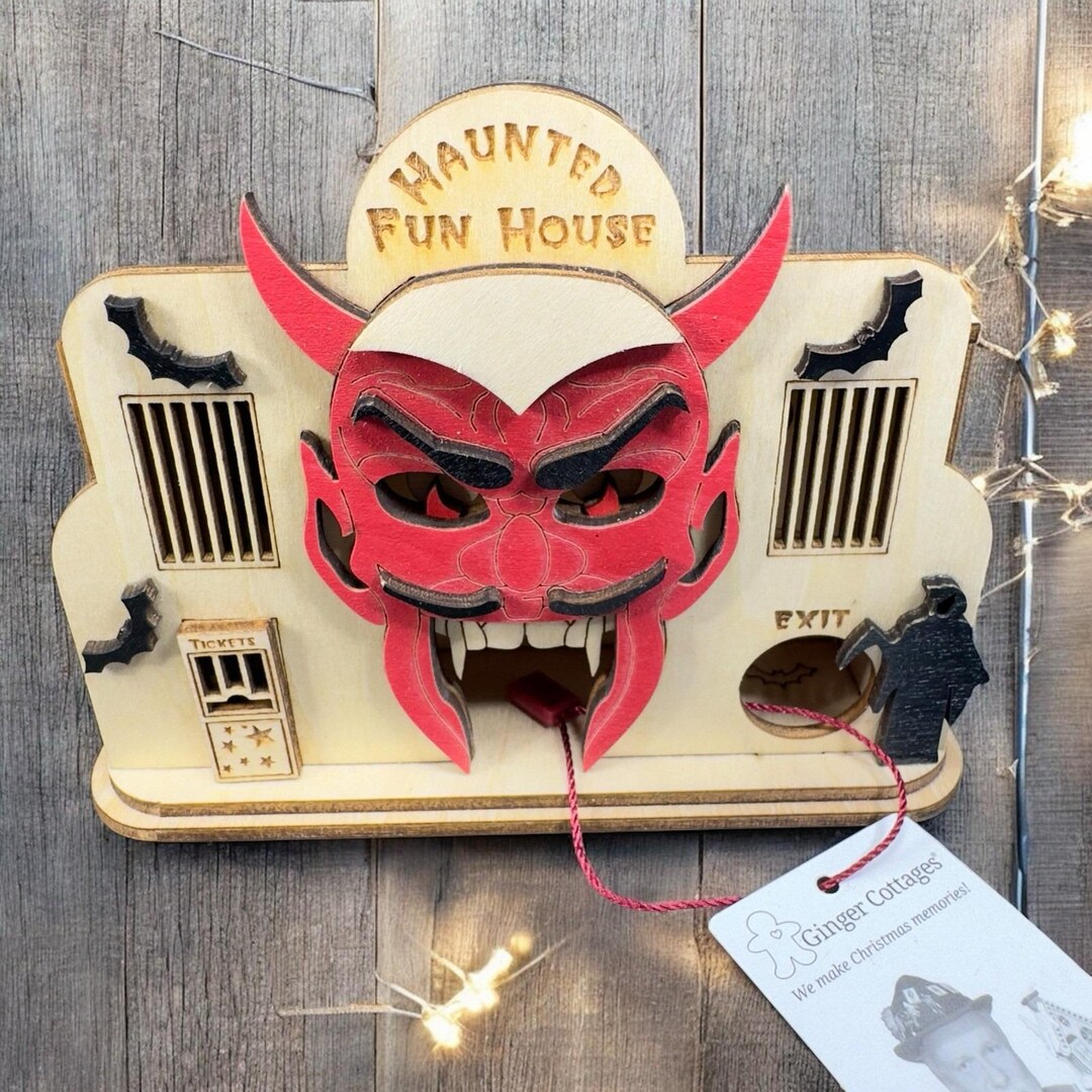 Ginger Cottages Haunted Funhouse Boo Wooden Figurine Hand Made New W ...