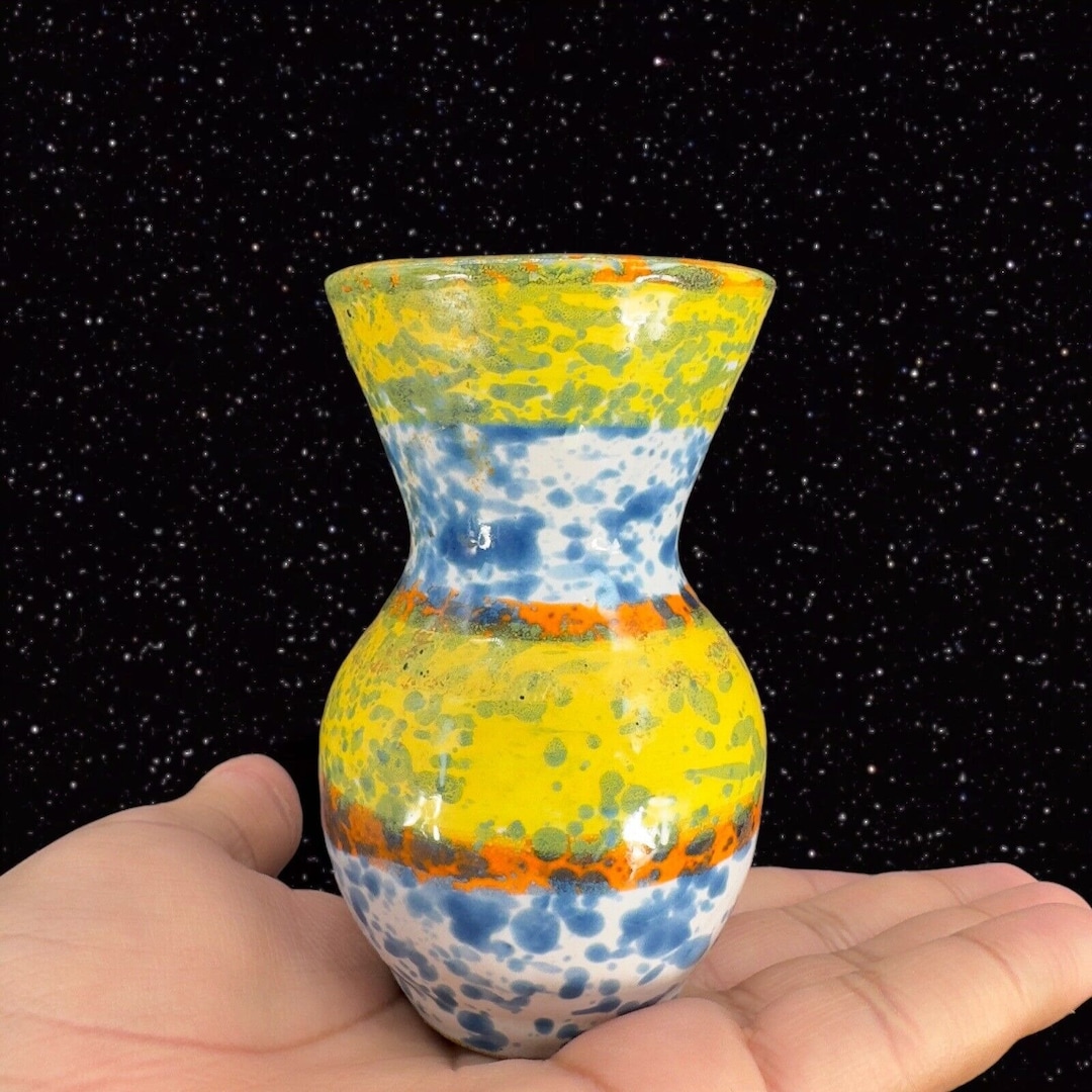 Italian Art Pottery Bud Vase Multicolor Ceramic Pottery Vase Speckled ...