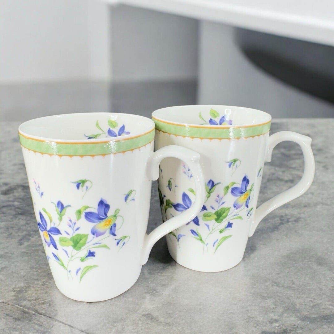 Imperial Bone China Pure Natural Korea Porcelain Coffee Mug Cup Set 2 ...