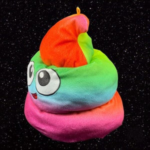 Six Flags Rainbow Poop Emoji Hat Plush Large Smiling 10”W 11”T - Etsy