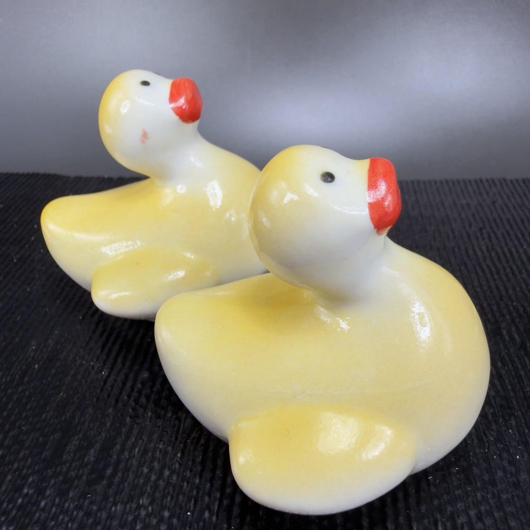 Vintage Ceramic Yellow Duck Bird Set 2 Red Peak Ducks Birds Stoneware ...