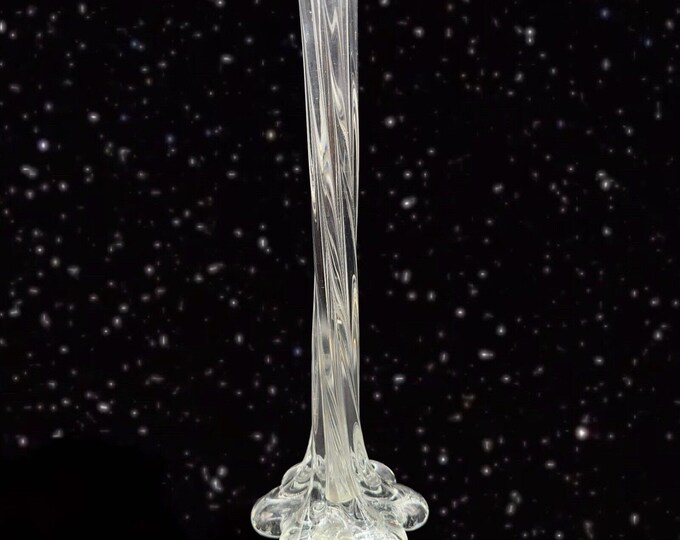 Clear Art Glass Vase Twisted Elephant Foot Vase Tall Swung Vase Vtg 11 ...