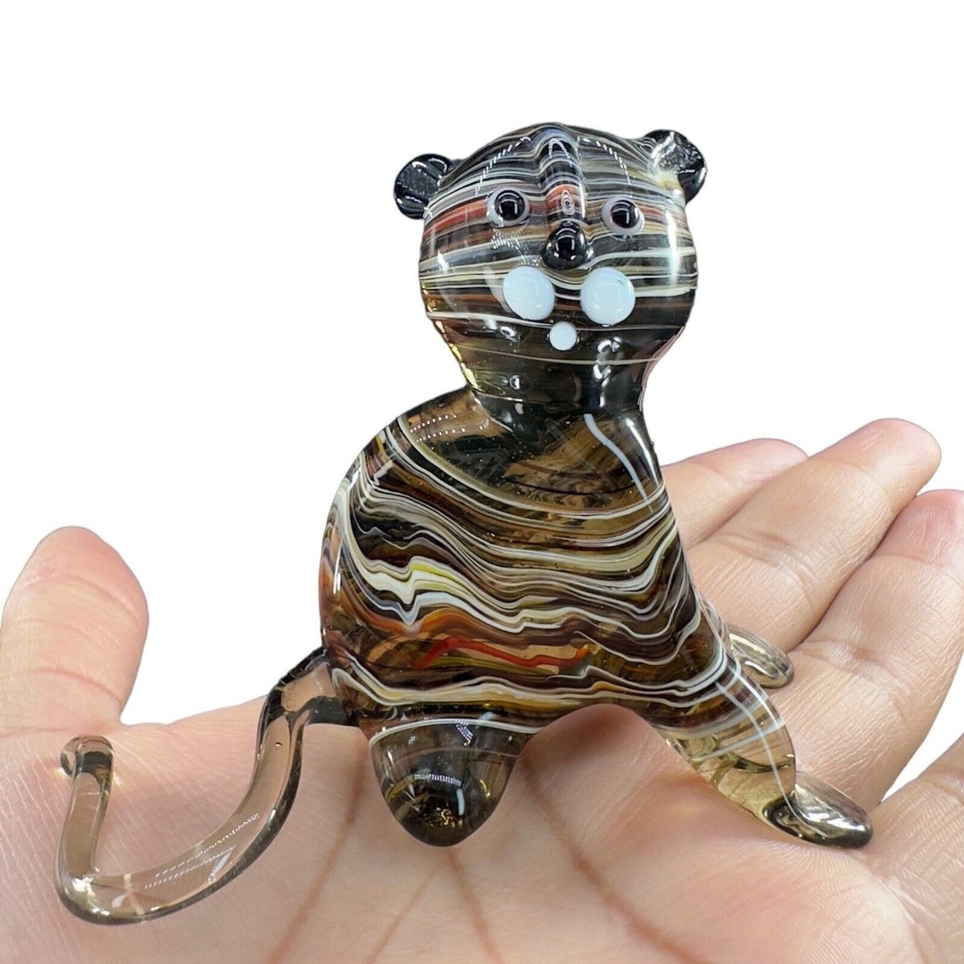 Venetian Slag Art Glass Small Figurine Bear Animal Dog Delicate Glass ...