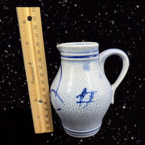 Staffel Stoneware Pitcher W Germany Cobalt Blue Salt Glaze Pottery ...