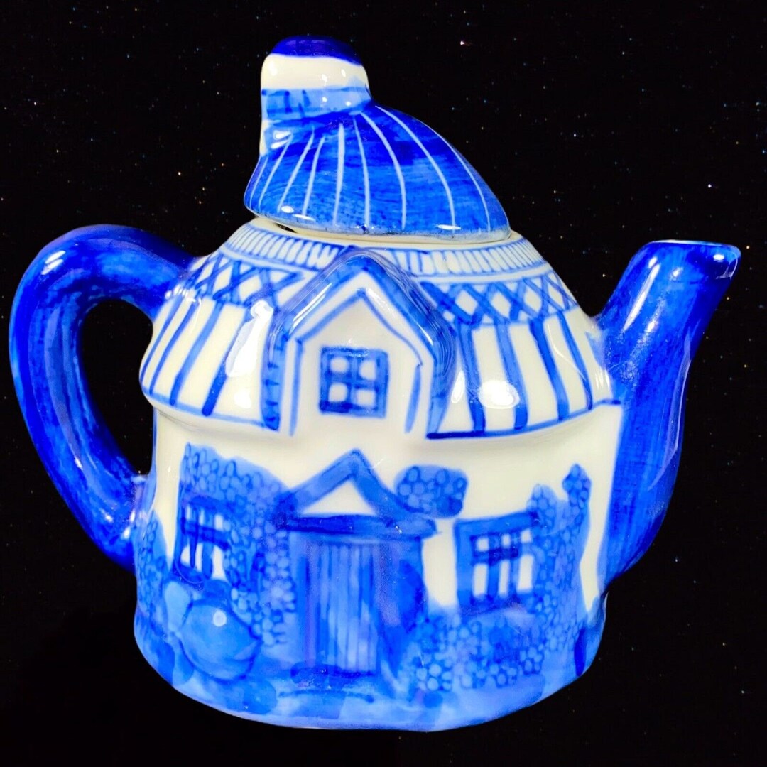 Bombay Company Blue & White Teapot Arabesque Tile Pattern 5”T 5.5”W ...