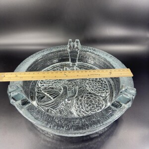 1970s Blenko Huge Heavy Ashtray Chinese Classics Birds Clear Manganese ...